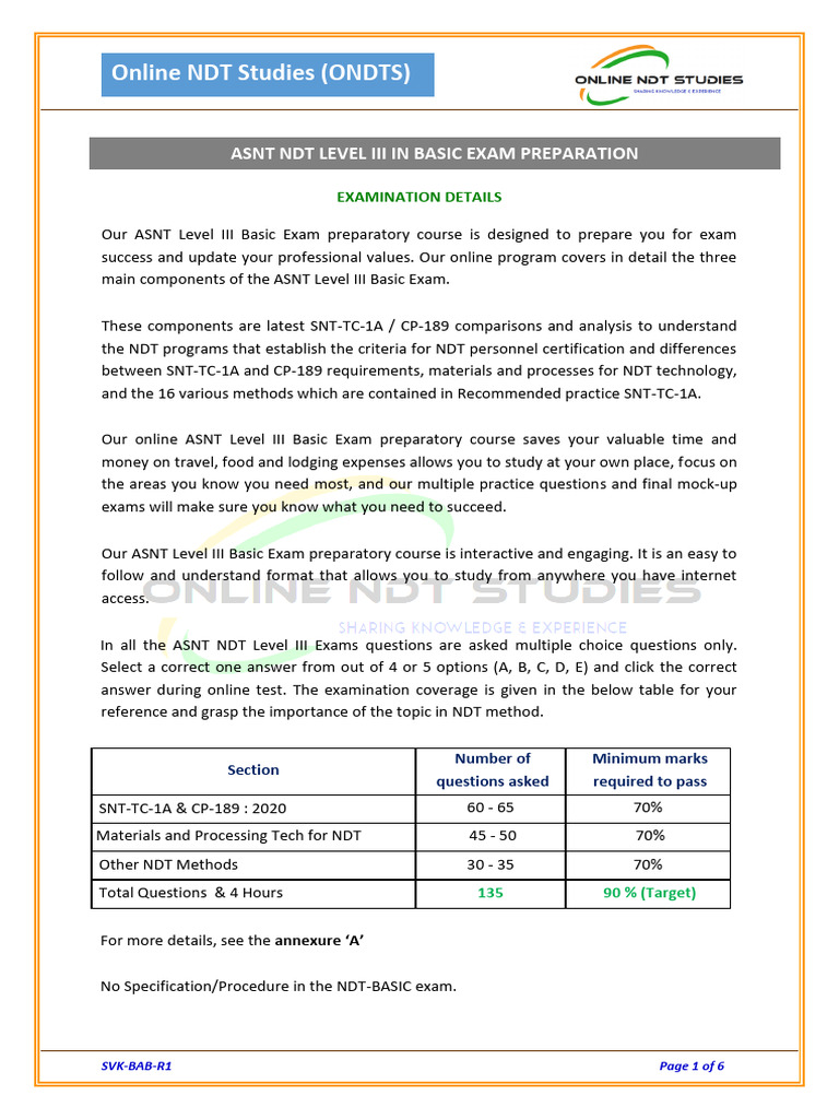Online NDT Studies - Basic Packages | PDF | Nondestructive Testing ...