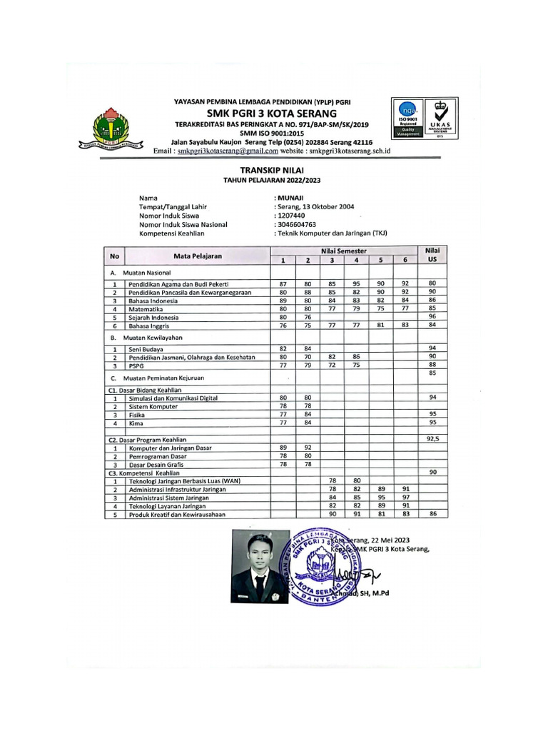 Transkip Nilai | PDF
