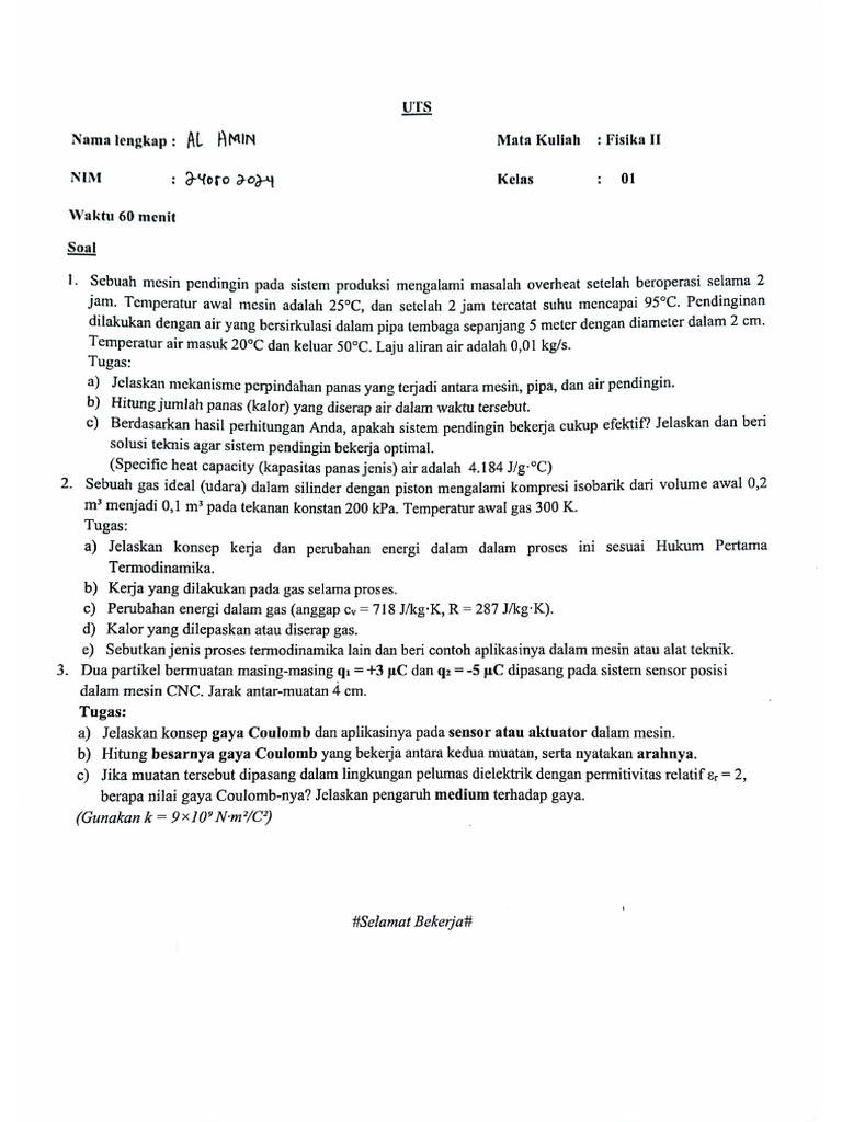 Al Amin - 240502024 - UTS Fisika II 01 | PDF