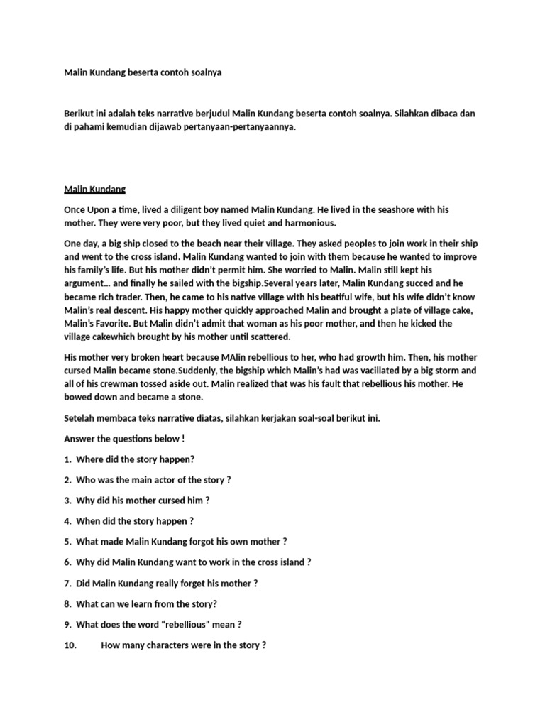 Contoh Teks Narrative | PDF | Folklore