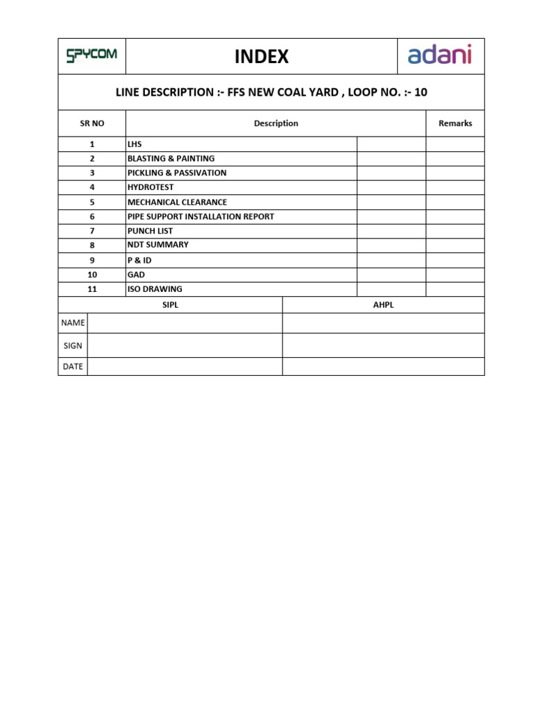 Loop Index Format | PDF