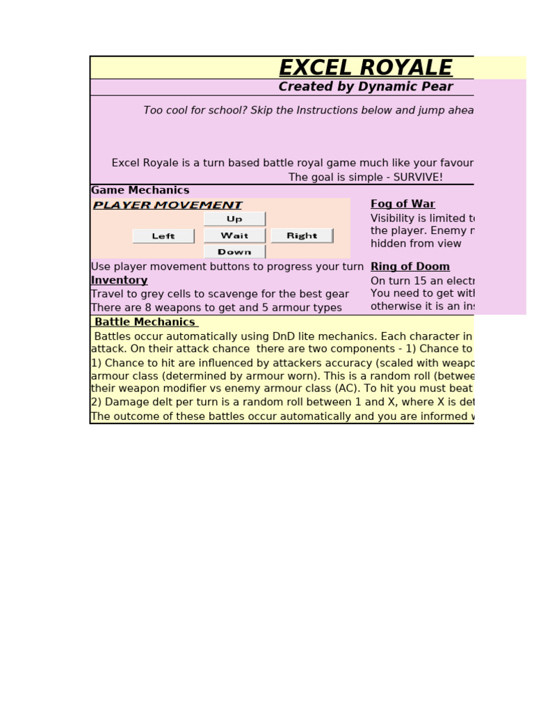 Excel Battle Royale v1 1.Xlsm | PDF | Armour