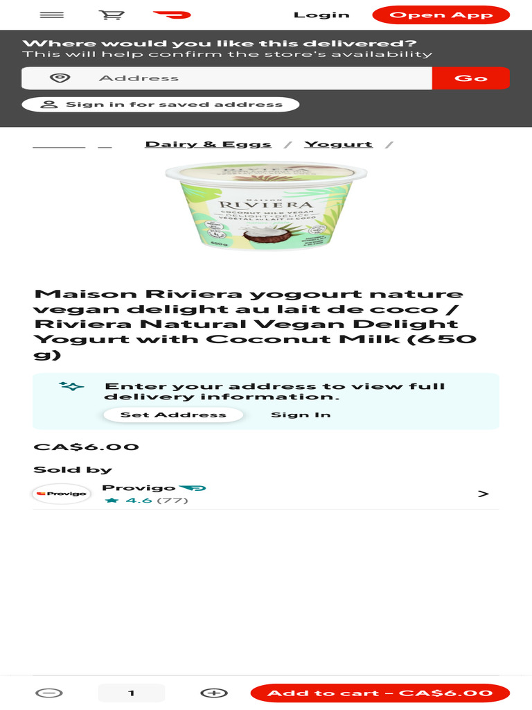 Maison Riviera Yogourt Nature Vegan Delight Au Lait de Coco Riviera Natural Vegan Delight Yogurt ...