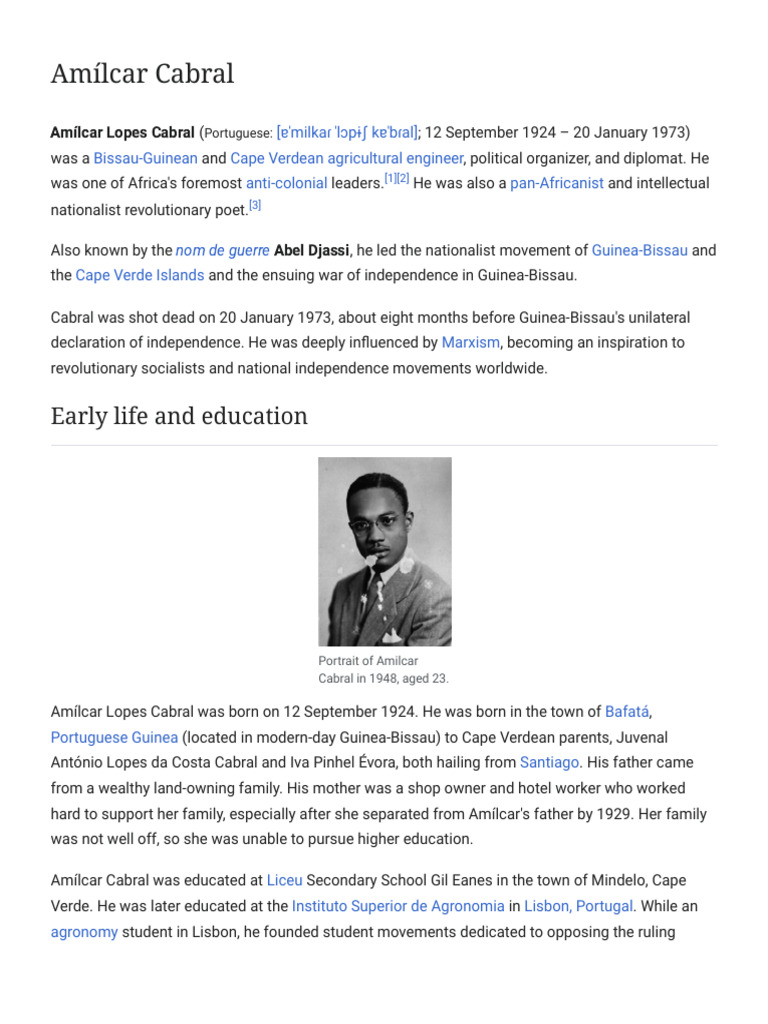 Amílcar Cabral - Wikipedia | PDF