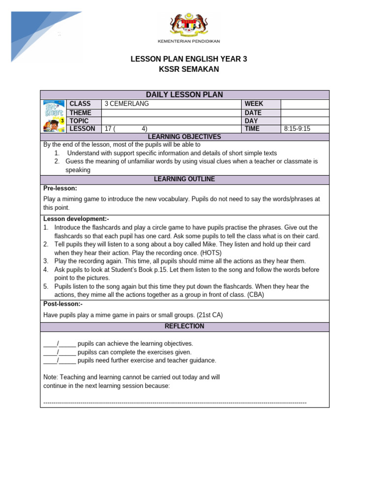 RPH BI THN 3 NEW 2 - Module 2 (LP 17-32) | PDF | Lesson Plan | Vocabulary