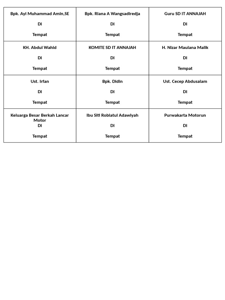 Cetak - Label Undangan 103 | PDF
