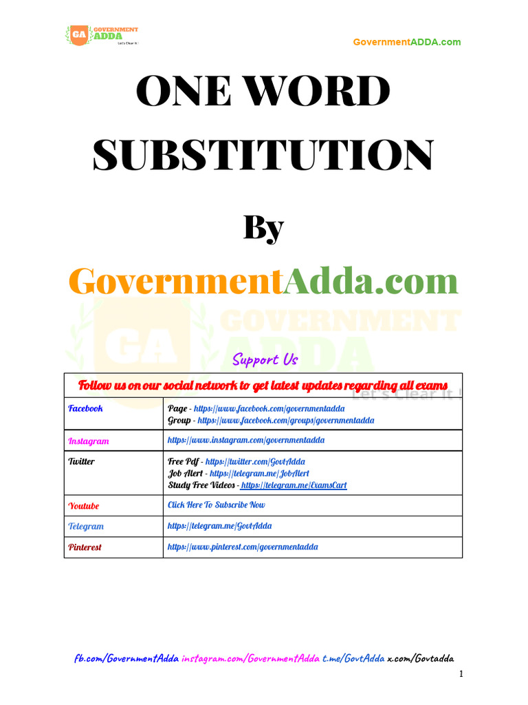 Mastering One Word Substitution for Exams | PDF | Sadomasochism | Fear