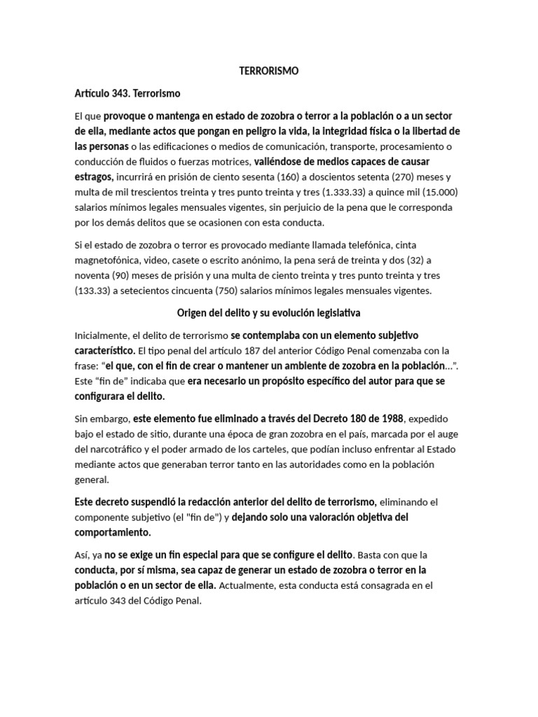 TERRORISMO | PDF | Extorsión | Temor