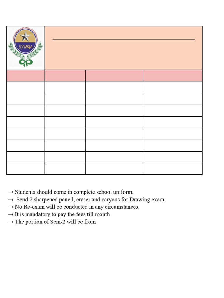 Sem 2 Time Table | PDF