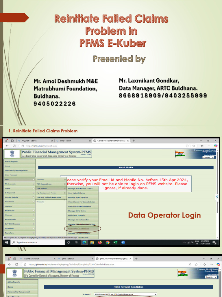 Reinitiate Failed Claims PFMS E-Kuber | PDF