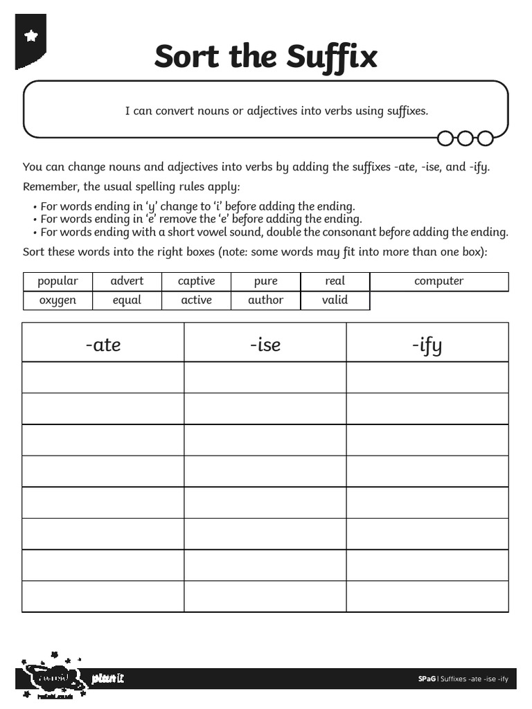 T2 E 2047 Sort The Suffix Differentiated Activity Sheets Ver 2 | PDF ...