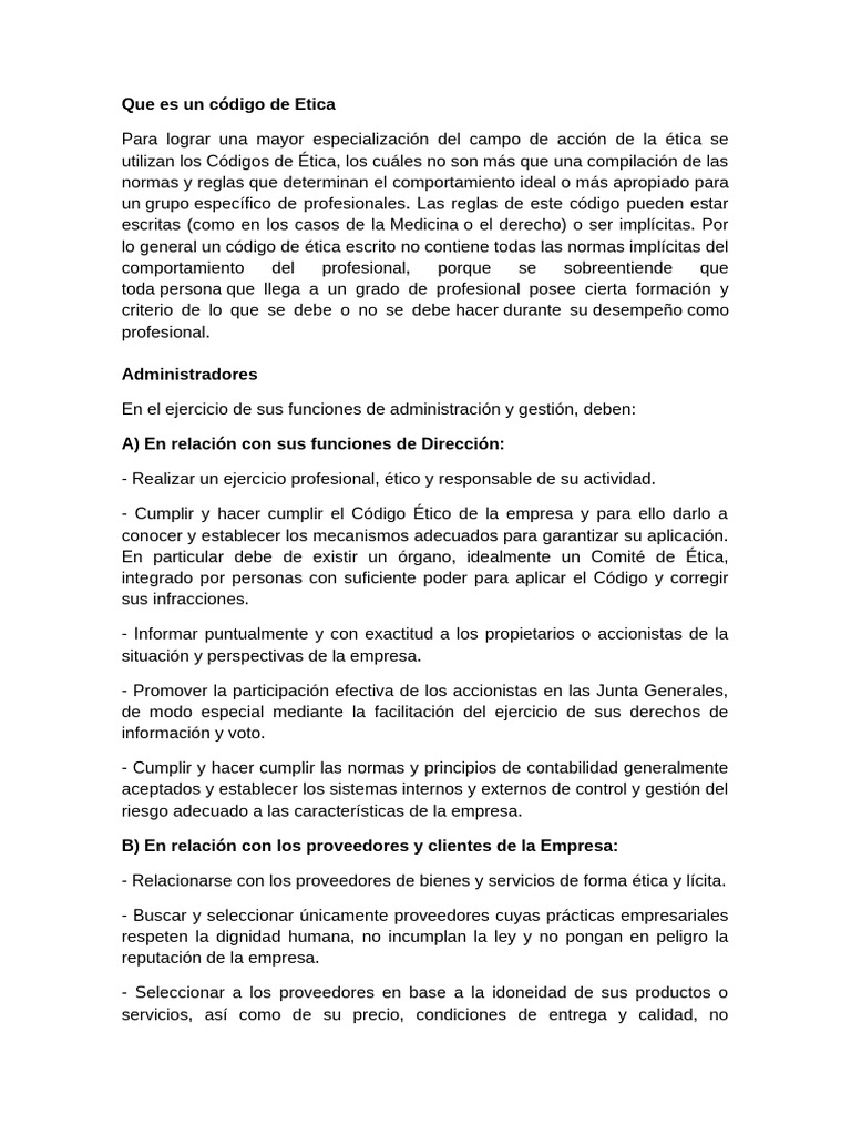 Codigos de Etica | PDF | Business | Comportamiento