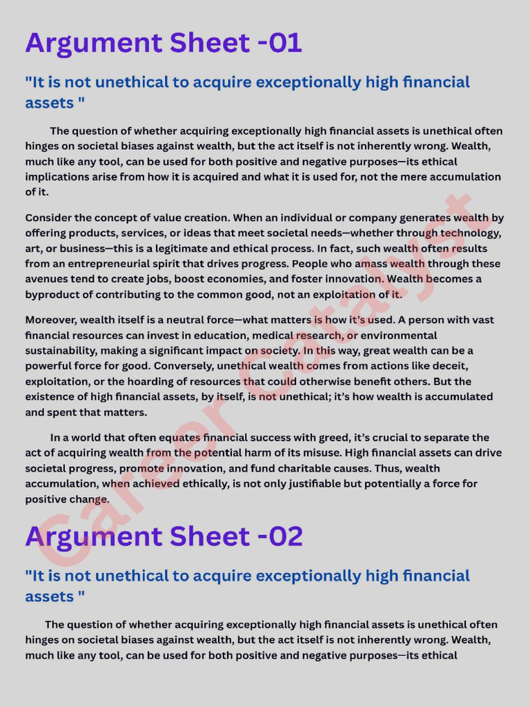 Argument Sheet 2 | PDF