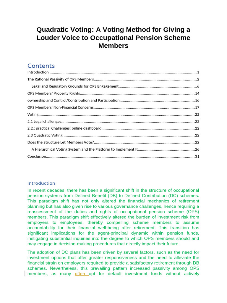The Shift From Defined Benefits To Defined Contribution in Pension ...