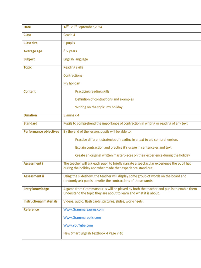 Sample of My Lesson Plan | PDF | Reading Comprehension | Cognition