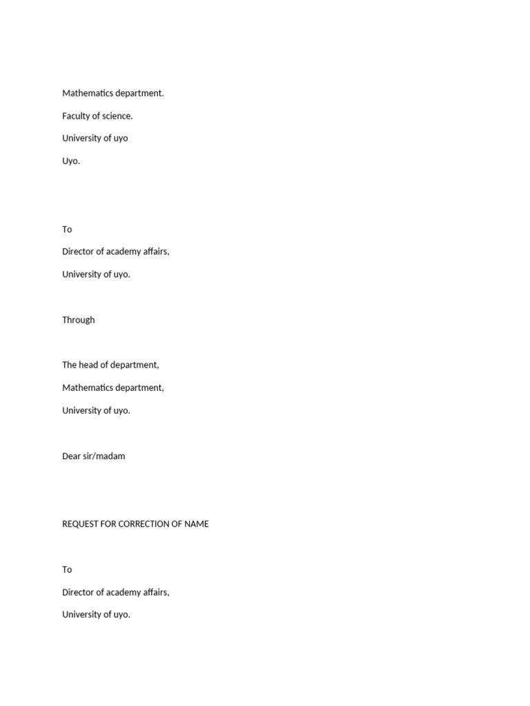 Name Correction Request Letter | PDF