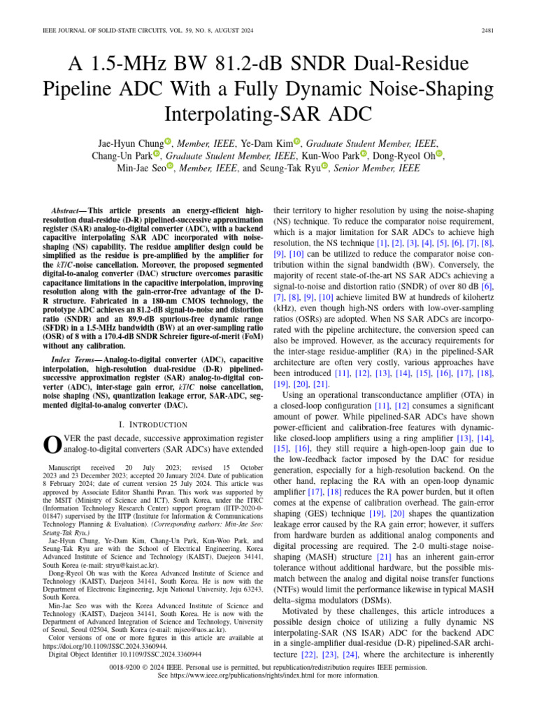A 1.5-MHz BW 81.2-DB SNDR Dual-Residue Pipeline ADC With A Fully Dynamic Noise-Shaping ...