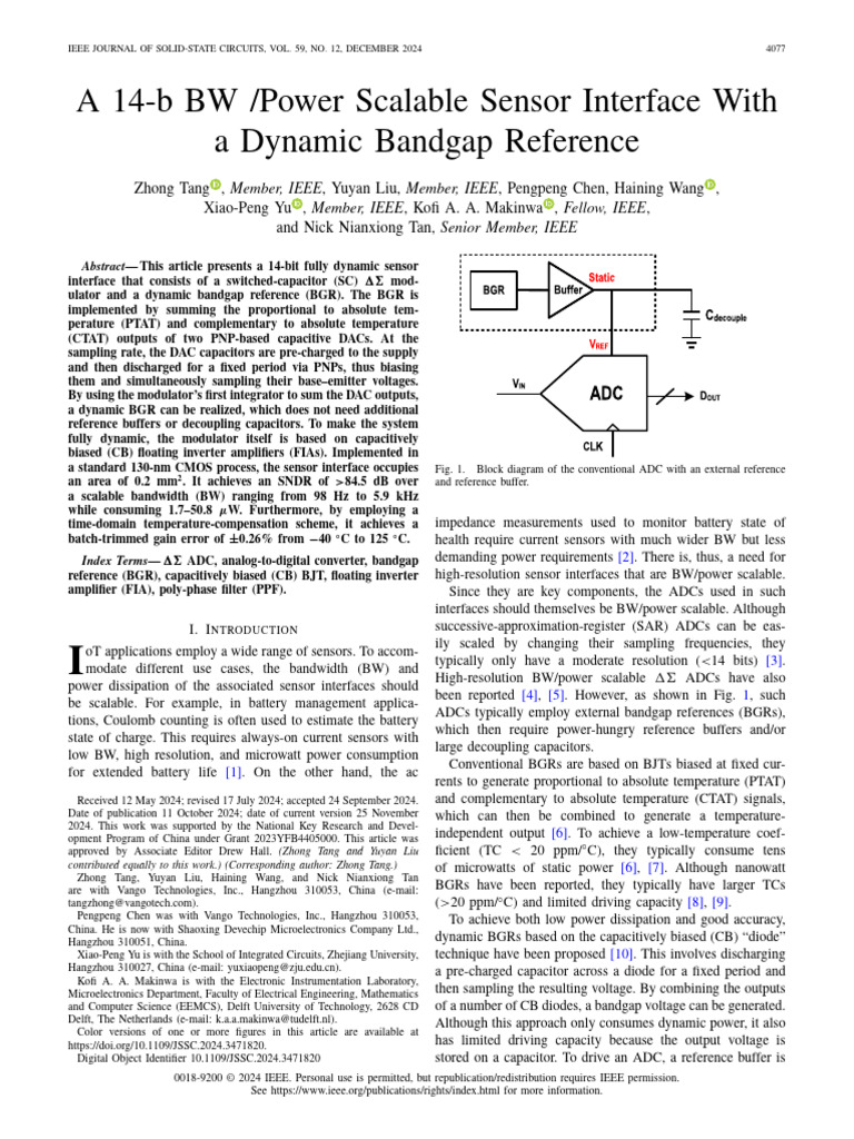 14-bit Scalable Sensor Interface Design | PDF | Analog To Digital ...