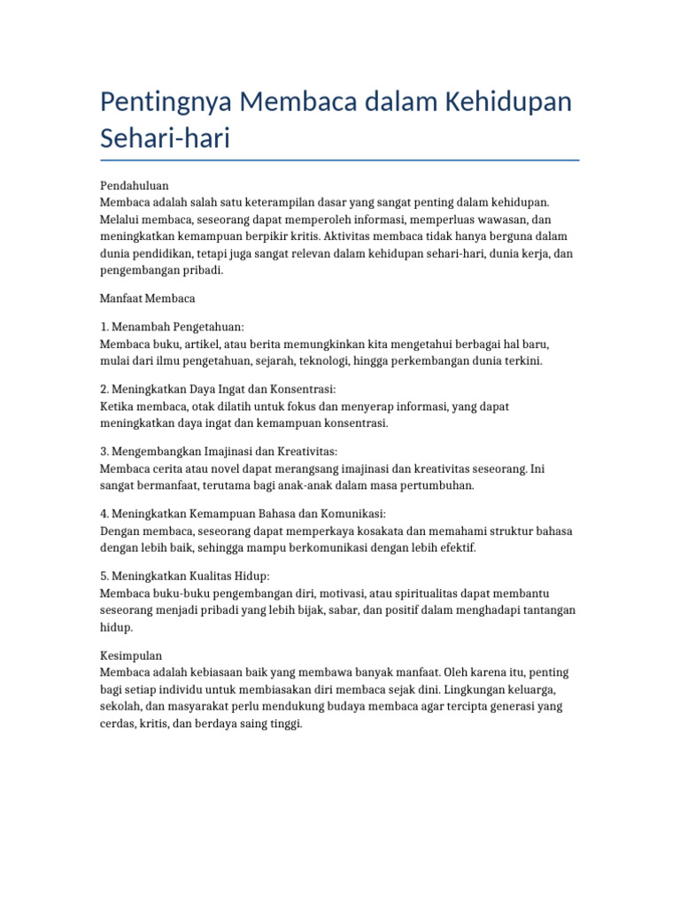 Pentingnya Membaca | PDF