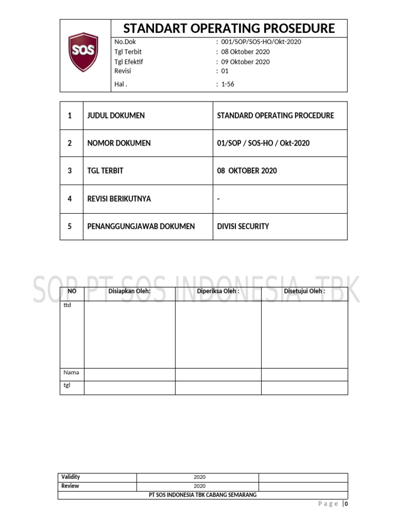Sop General Satpam | PDF