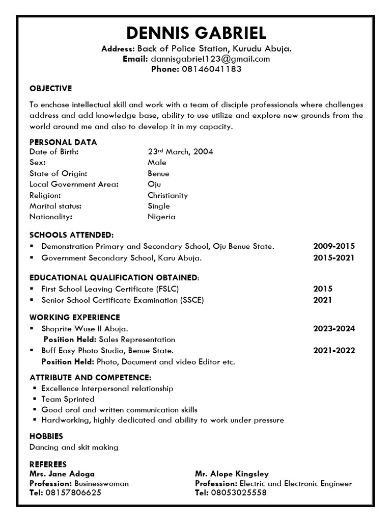 DENNIS GABRIEL CV | PDF