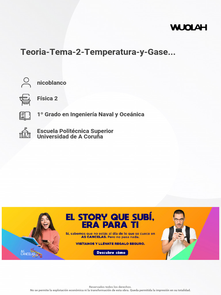Wuolah Free Teoria Tema 2 Temperatura y Gases 22 23 | PDF | Termodinámica | Calor