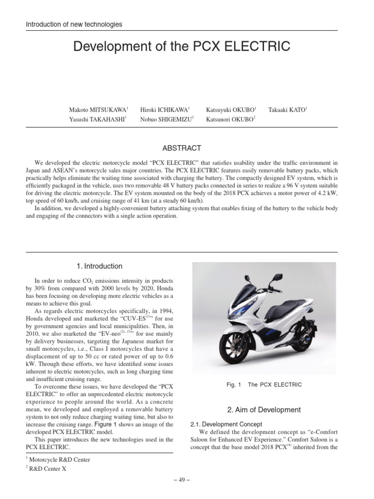 Development of The PCX Electric (31-1e - 07) | PDF | Battery Charger ...