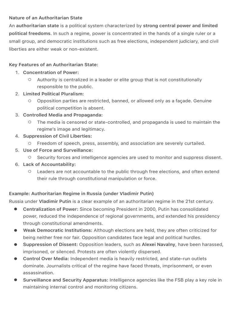 Nature of an Authoritarian State | PDF | Authoritarianism | Elections
