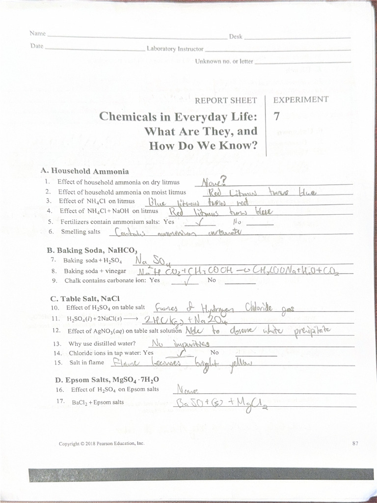Experiment 7 - Chemicals in Every Day Life: What Are They, and How Do ...