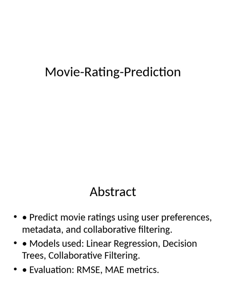 Movie Rating Prediction Presentation | PDF