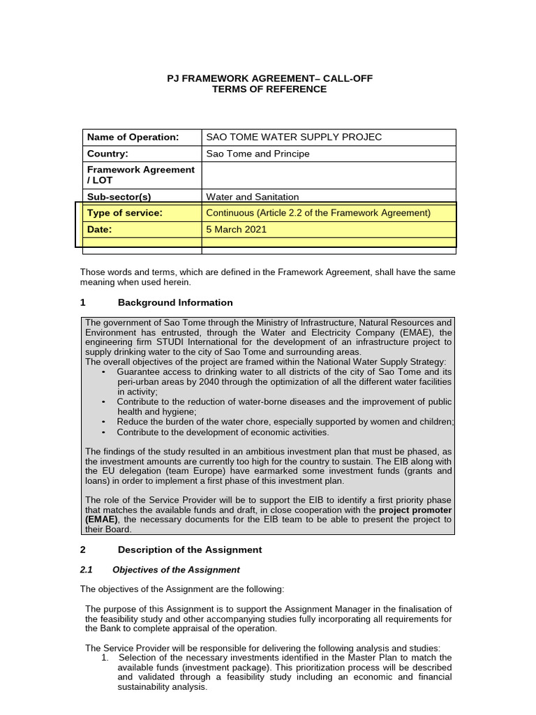 Sao Tome Water Supply Project Agreement | PDF | Infrastructure ...