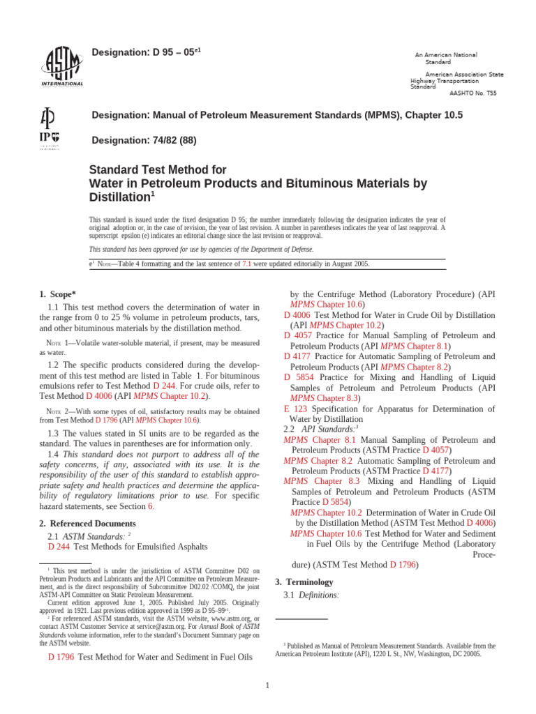 D95 Water in Petrolium | PDF | Distillation | Petroleum
