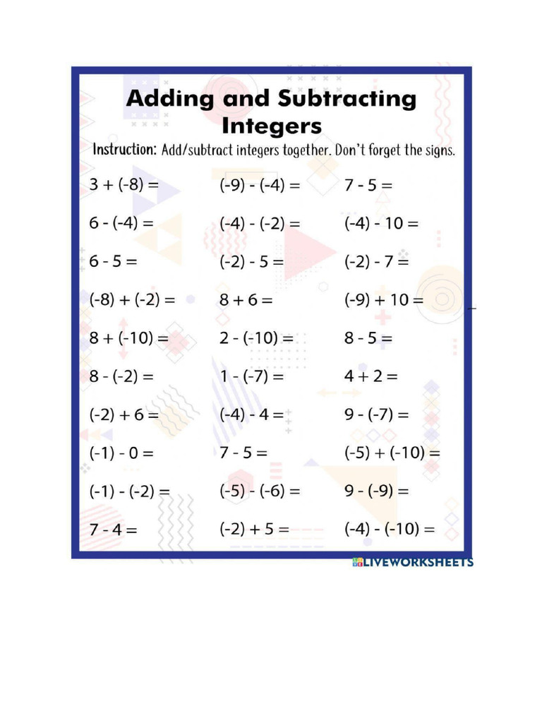 Integers Kls 6 | PDF