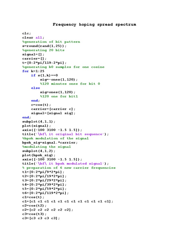 Frequency Hopping Spread Spectrum Signal | PDF