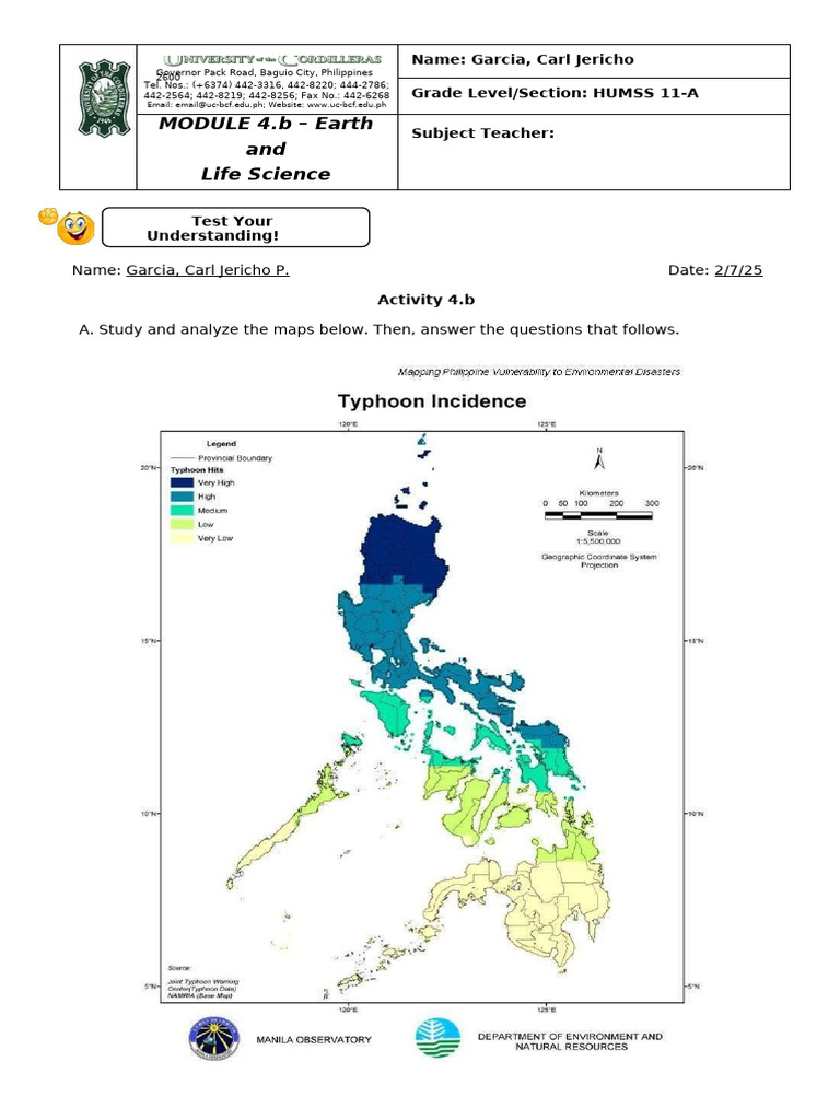 Earth and Life Science Module 4.b Activity | PDF | Typhoon | Tropical ...