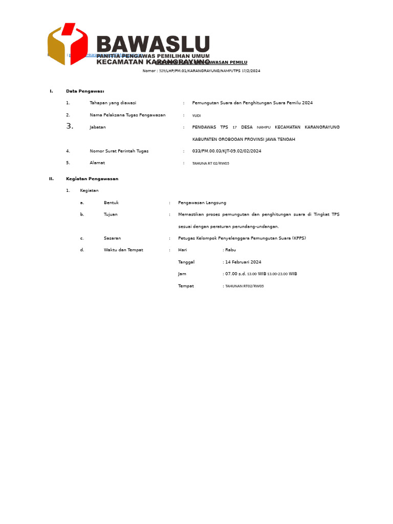 Nampu Tps 17 Pemungutan Suara | PDF