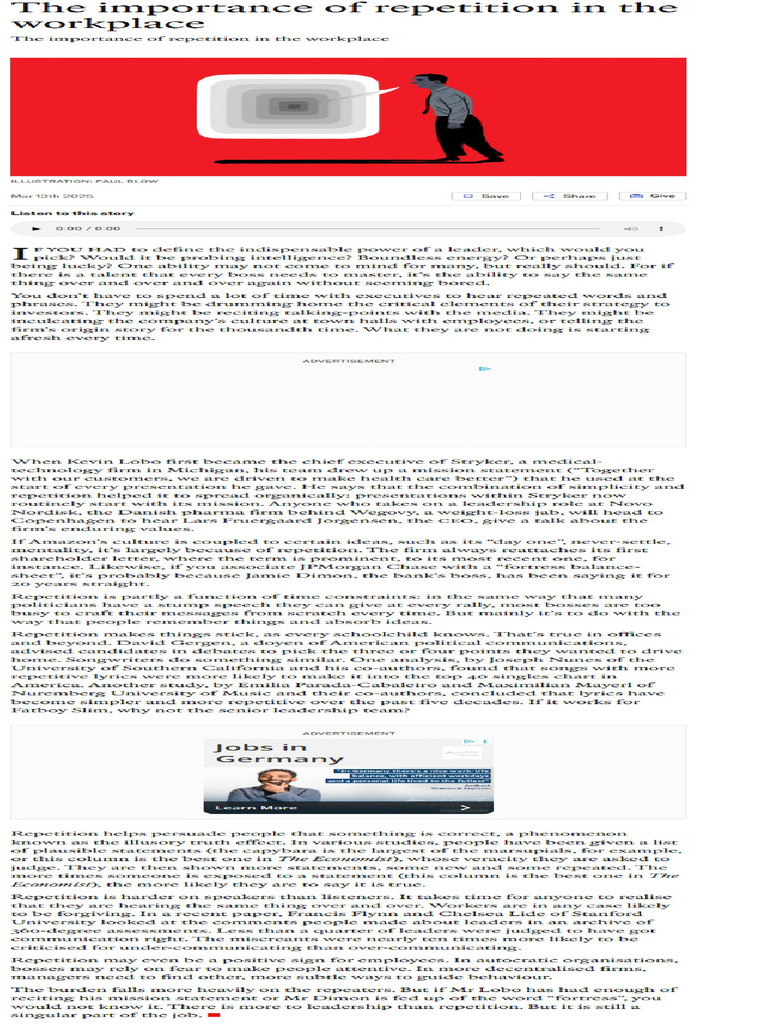 The Importance of Repetition in The Workplace | PDF