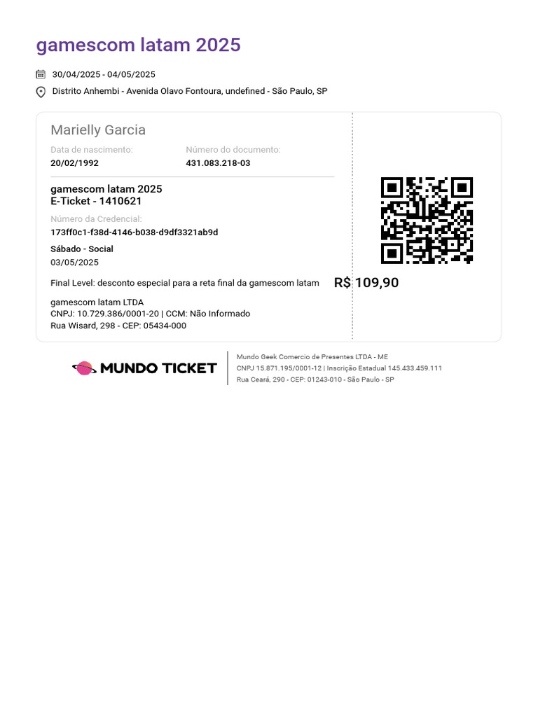 Ingresso Marielly Garcia | PDF