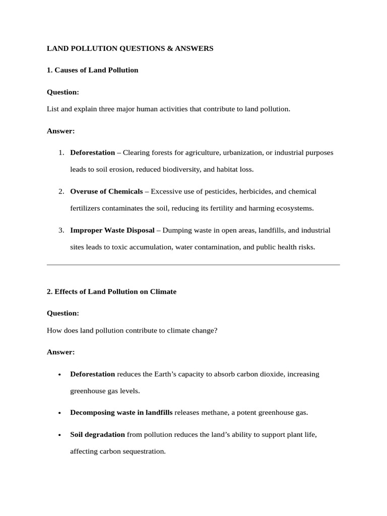 Land Pollution Questions | PDF | Waste | Municipal Solid Waste
