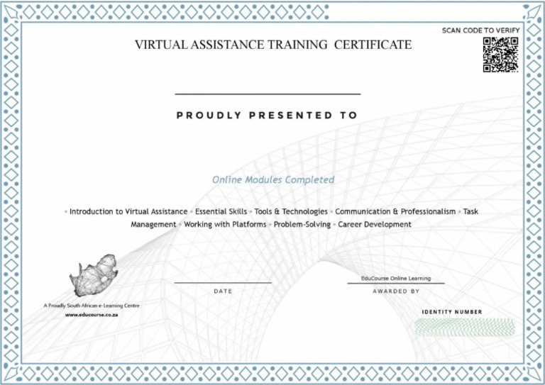 Virtual Assistant Introduction Certificate Virtual Assistance Training ...