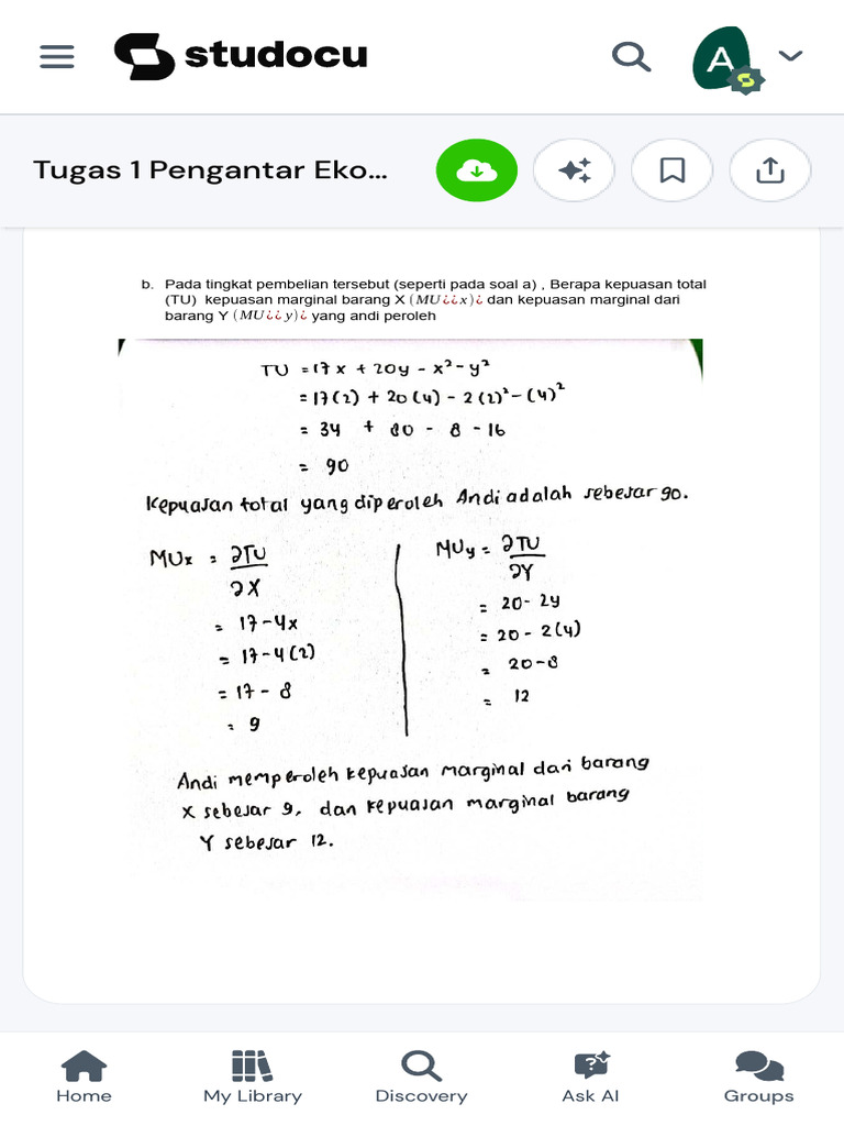 Tugas 1 Pengantar Ekonomi Mikro - TUGAS 1 MATA KULIAH PENGANTAR EKONOMI MIKRO Dikerjakan Oleh ...