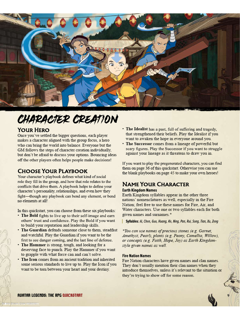 Avatar Legends Character Creation | PDF
