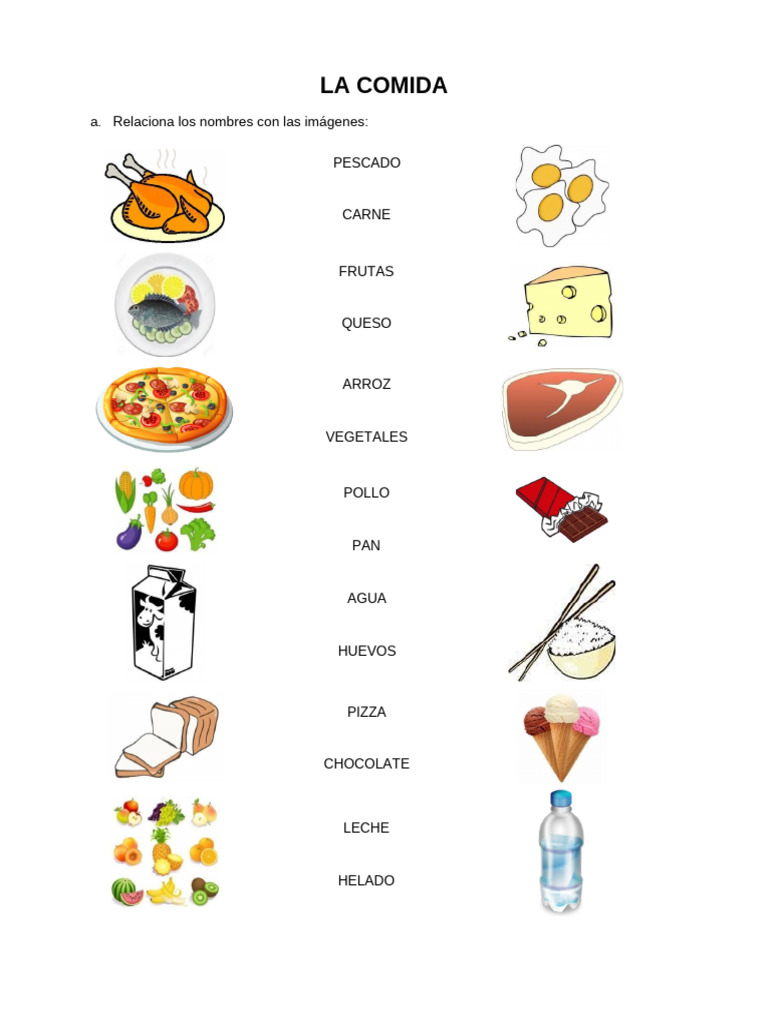 Los Alimentos Basicos Ensenanza Comunicativa Hoja de Trabajo 95732 | PDF