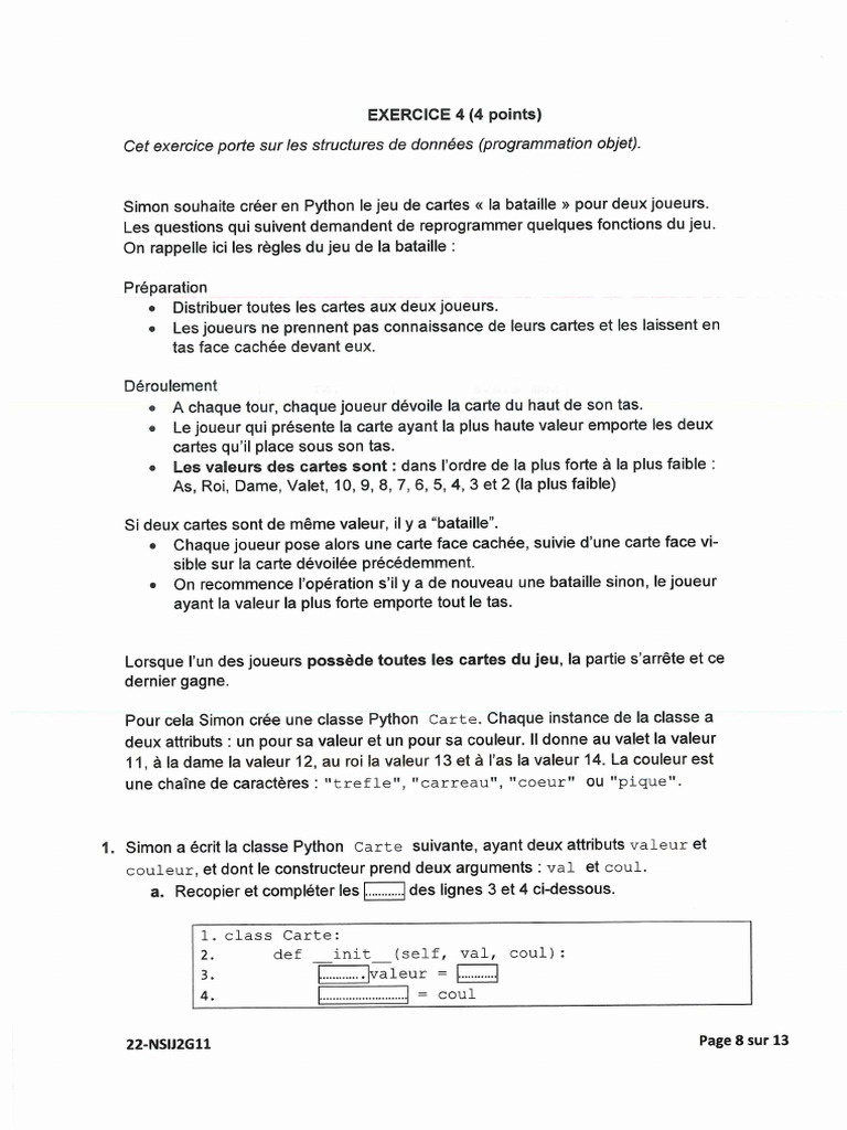 NSI 2022 Centres Etranger 2 Sujet Ex4 | PDF