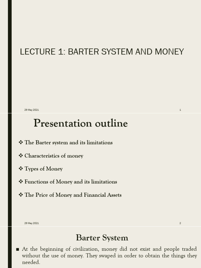 SBU 102 - Money and Barter Trade | PDF | Interest | Money