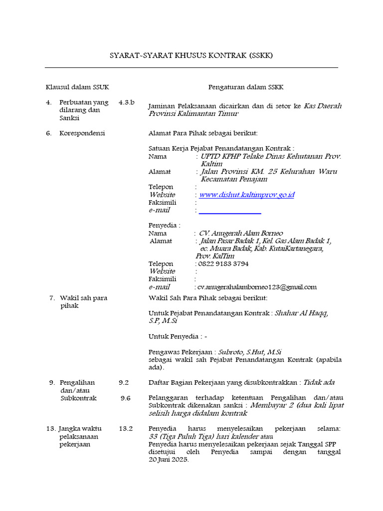 SSKK Dan SSUK Pengadaan Bahan Kimia Dan Pupuk P0 | PDF