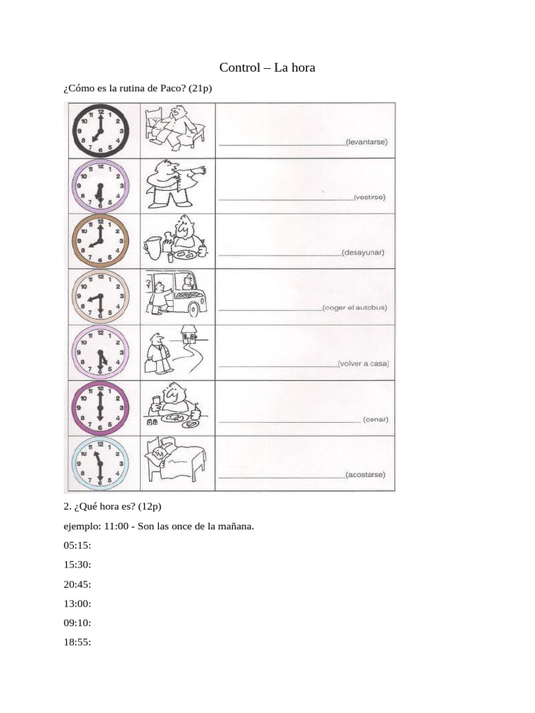 Control - la hora y la rutina | PDF