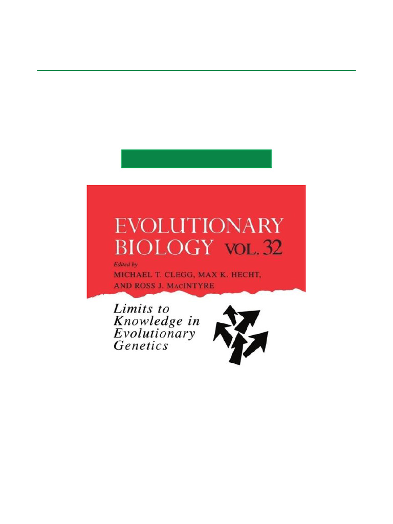 Evolutionary Biology Limits To Knowledge in Evolutionary Genetics - 1st ...