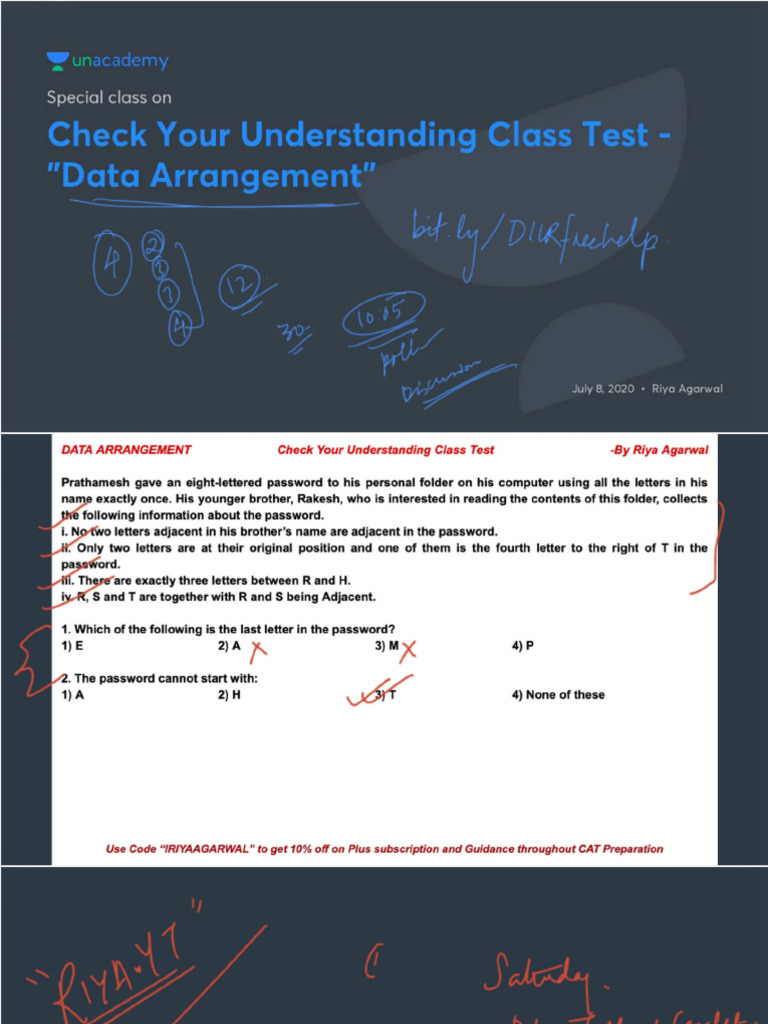 Check Your Understanding Class Test Data Arrangement With Anno | PDF