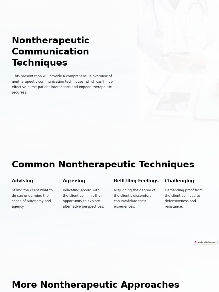 Nontherapeutic Communication Techniques | PDF | Psychology ...